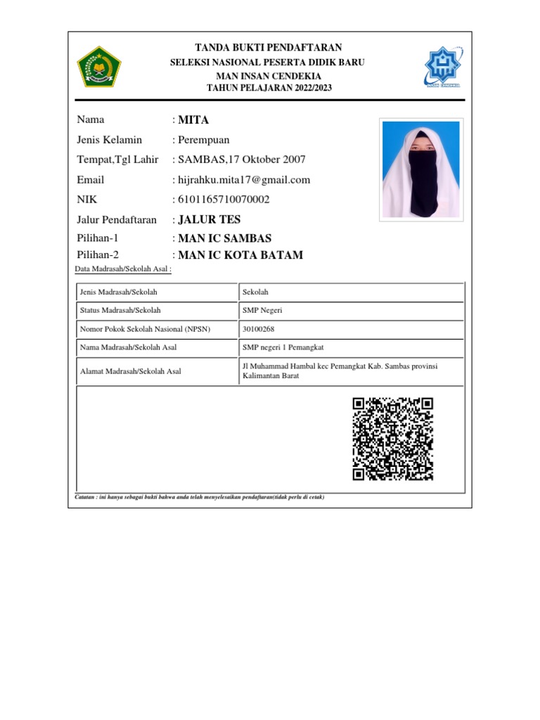 Kartu Pendaftaran MITA | PDF