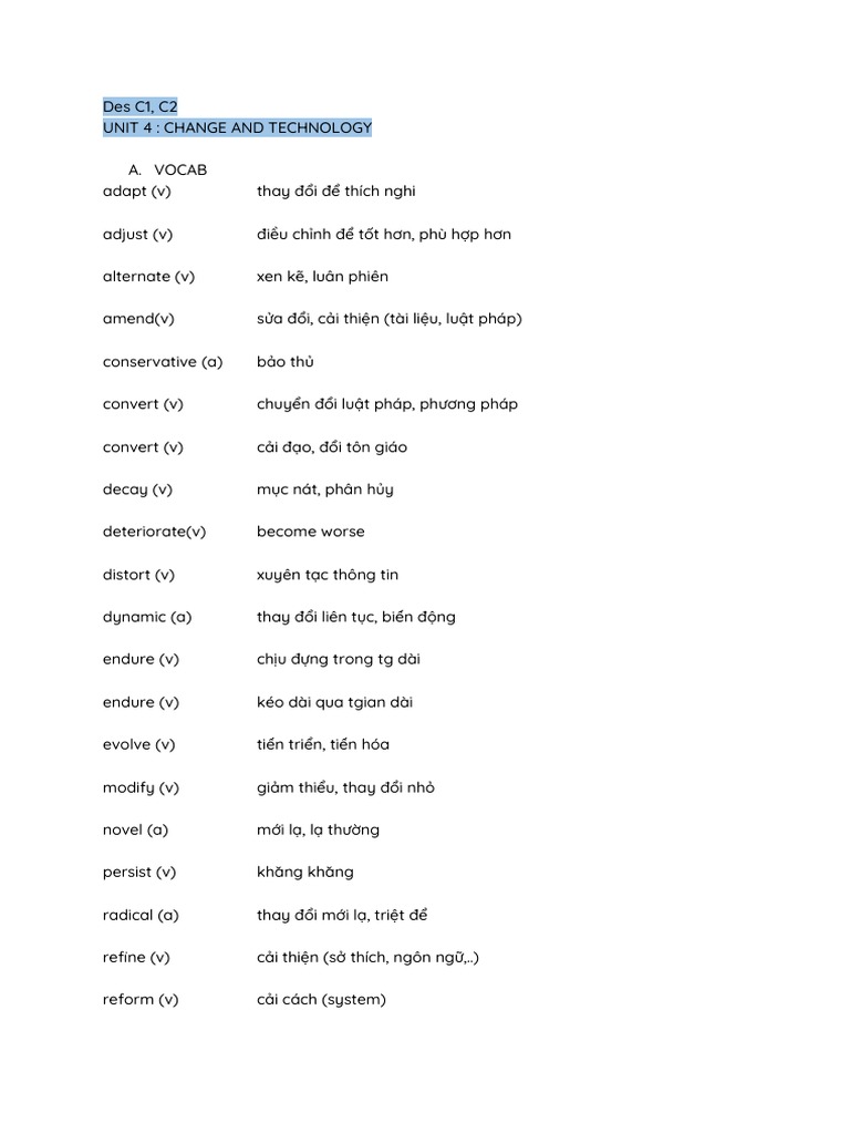 Des C1, C2 Unit 4 | PDF
