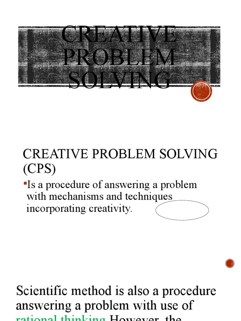 Creative problem solving report entrepreneurship | PDF