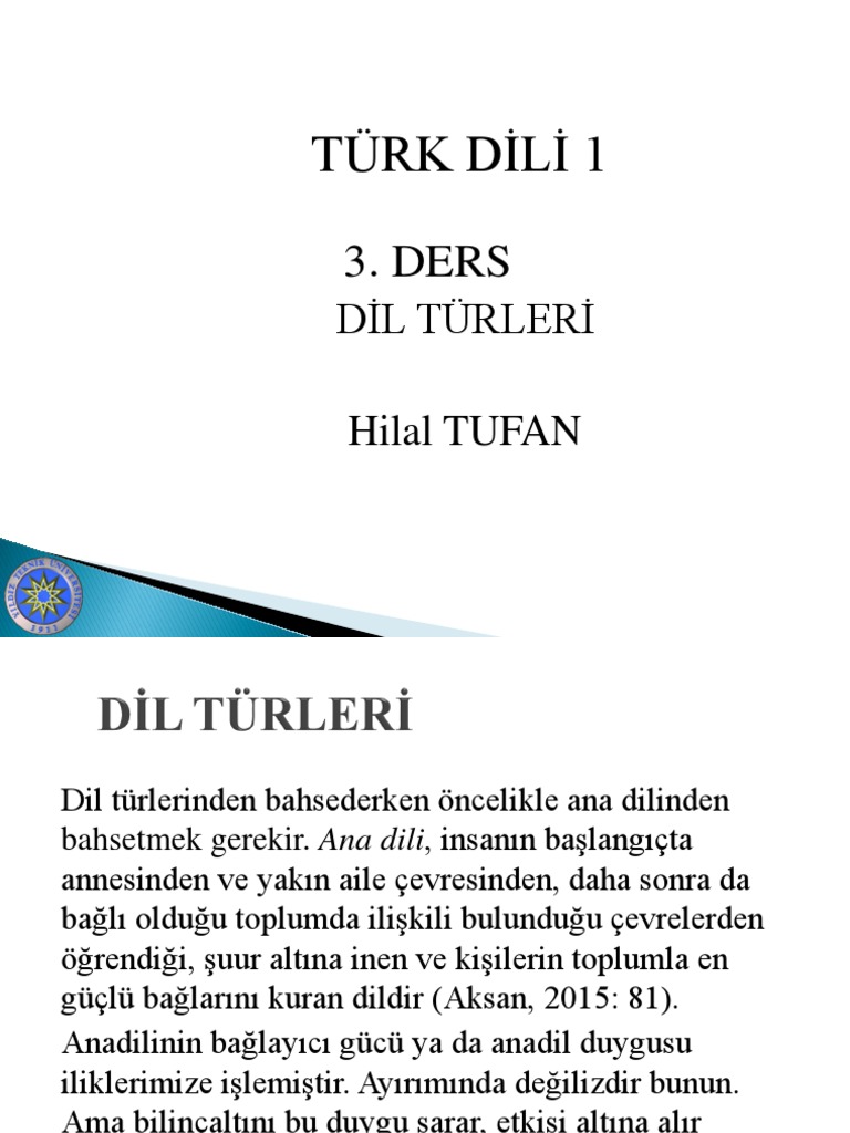 TD1 - 3.ders Di̇l Türleri̇ | PDF