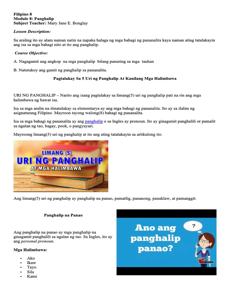 Filipino 8 - 2nd QTR - L1 | PDF