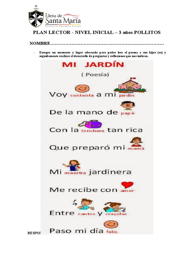 Poesía para Jardín Infantil 3 Años | PDF | Crecimiento personal y ...