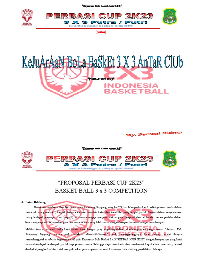 PROPOSAL PERBASI CUP 2K23 New | PDF | Olahraga & Rekreasi | Memasak ...