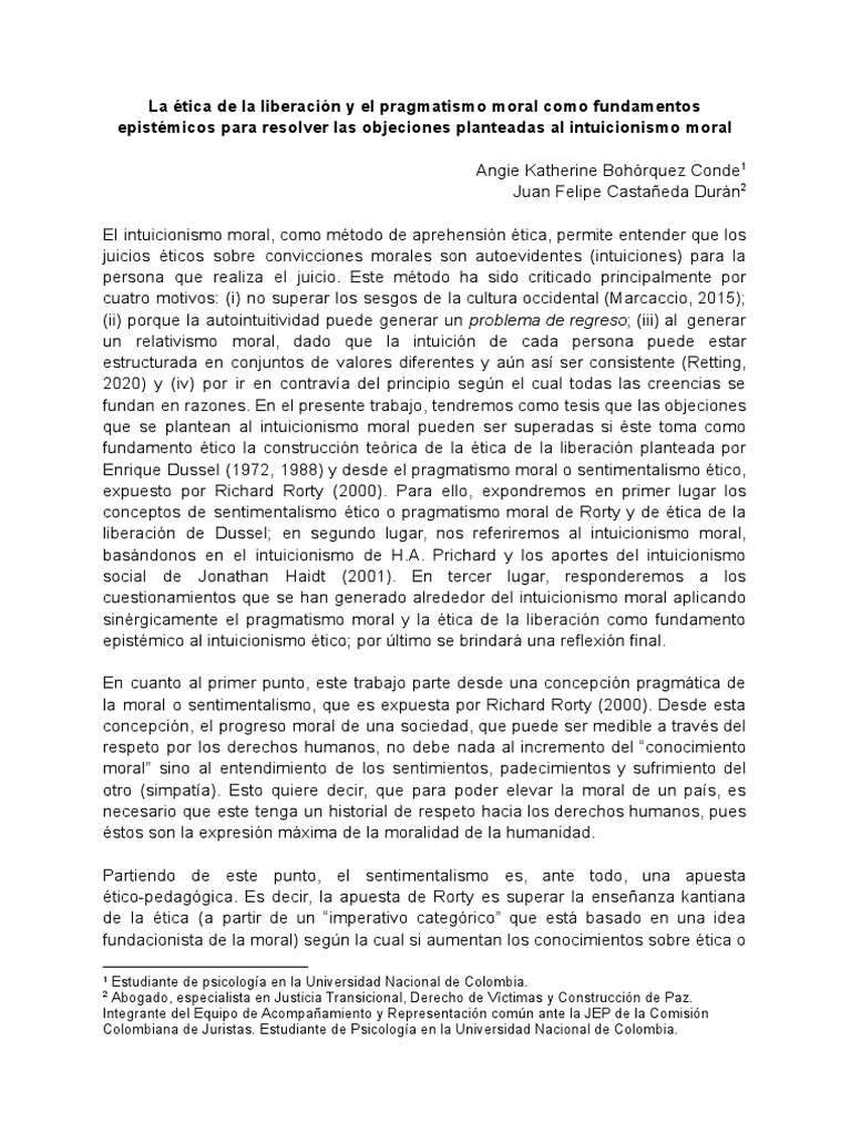 Intuicionismo Ético | PDF | Moralidad | Pragmatismo