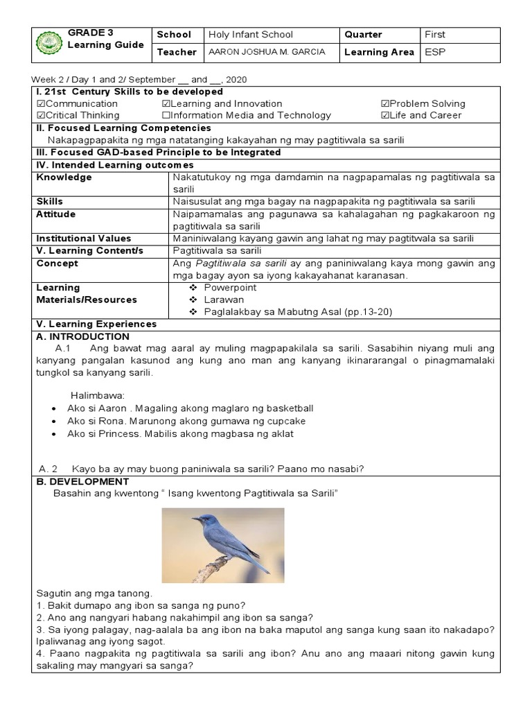 WEEK 2 DAY 1 and 2 ESP3 | PDF