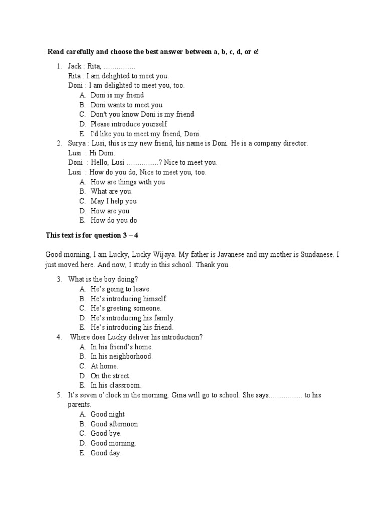 Read Carefully and Choose The Best Answer Between A | PDF