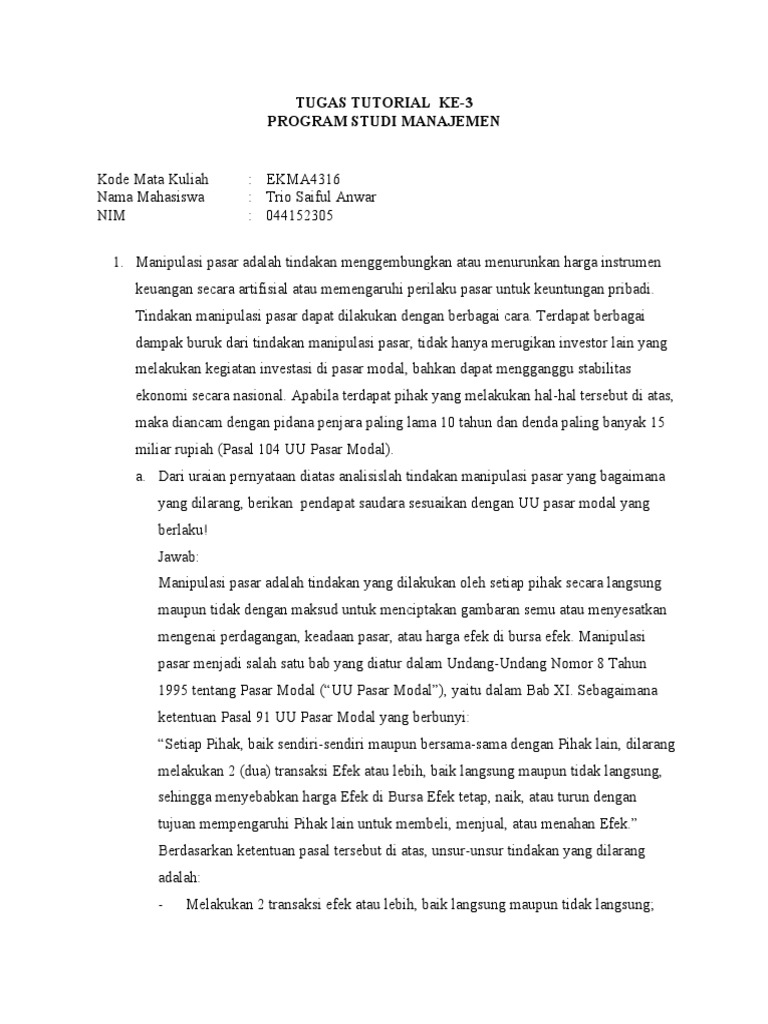 Tugas Tutorial 3 Hukum Bisnis 2023 - 1 | PDF | Hukum