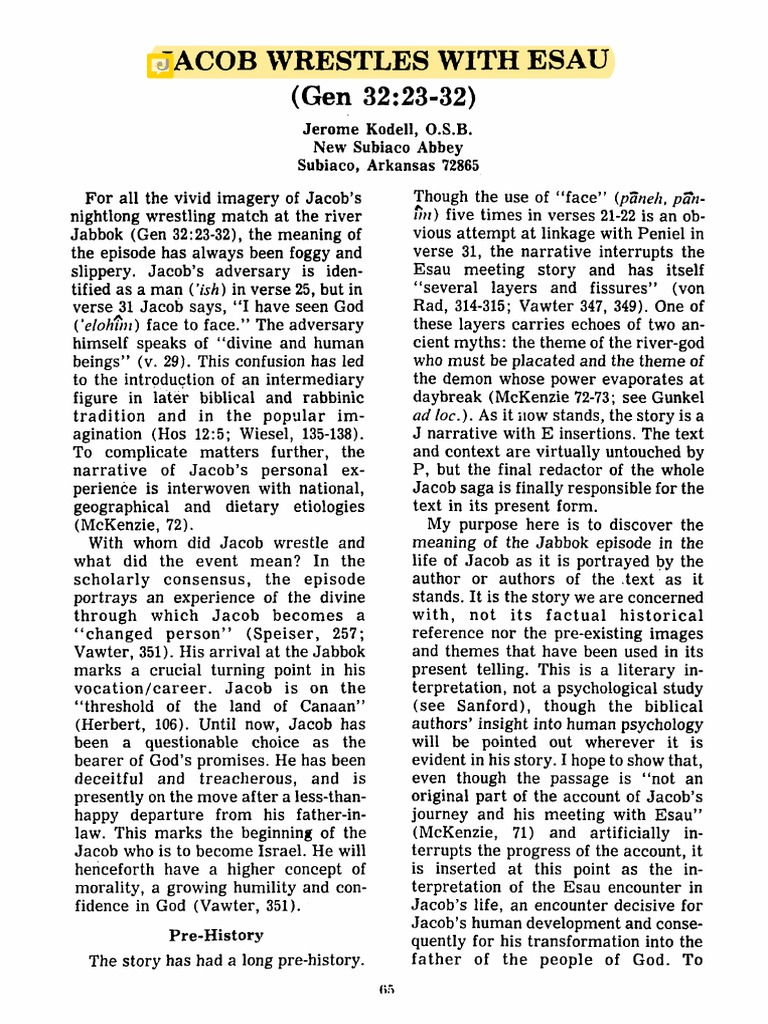 Kodell, Jacob Wrestles Esau With Citation | PDF