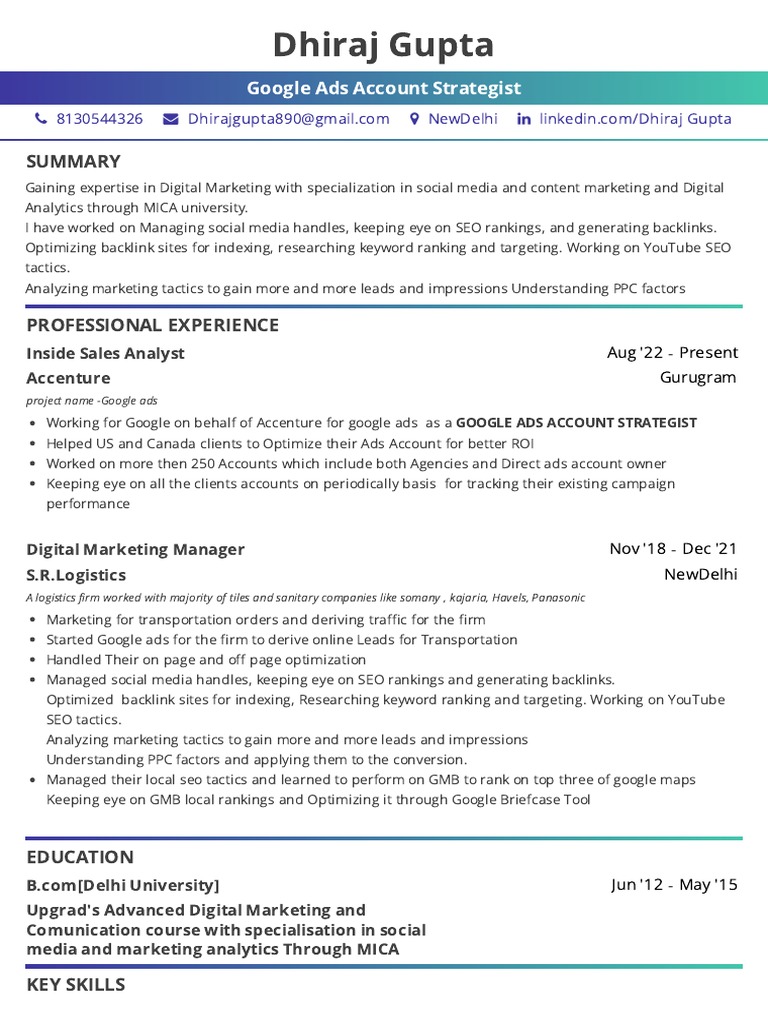 Dhiraj Gupta Dec CV Resume | PDF