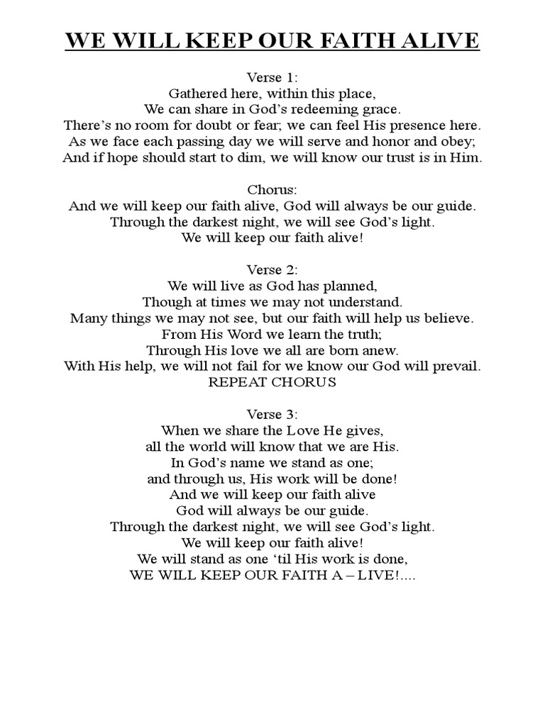 We Will Keep Our Faith Alive | PDF | Religion & Spirituality