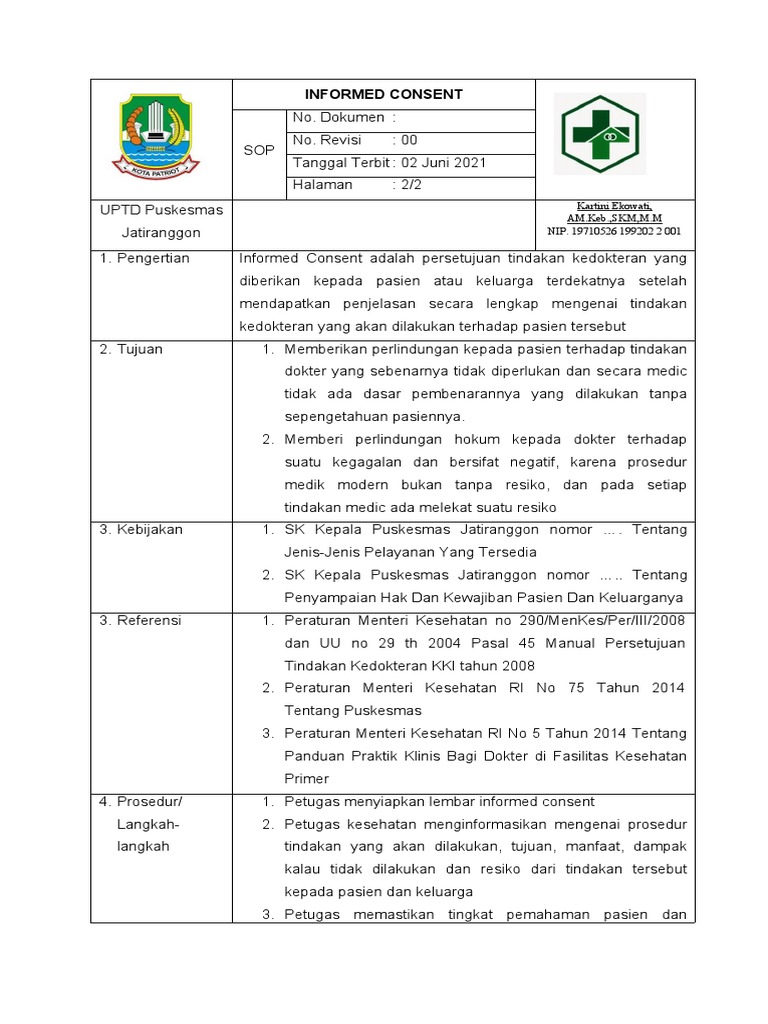7.4.4.3 SOP Informed Consent | PDF | Sains & Matematika