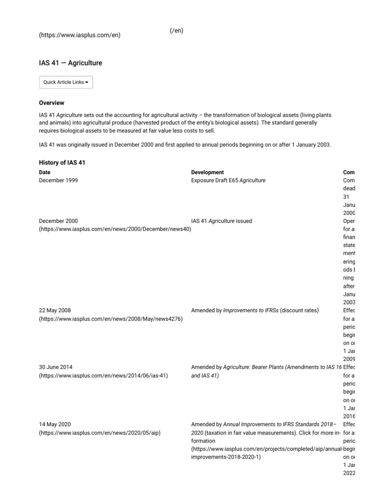IAS 41 - Agriculture | Download Free PDF | Fair Value | International ...