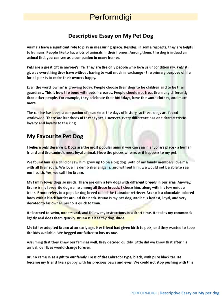 Descriptive Essay On My Pet Dog PDF | PDF | Dogs | Pet