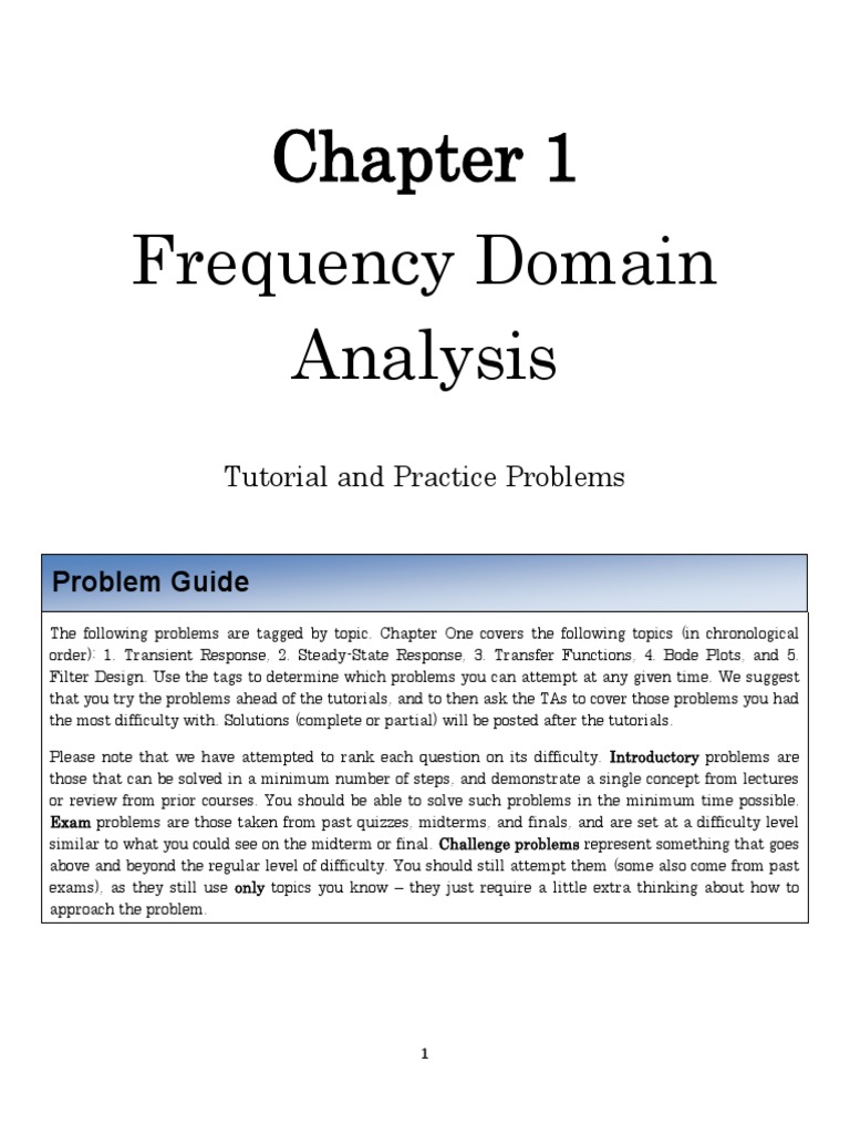 MIE346 - Tutorial Problems 1 - Transfer Functions, Frequency Domain ... MIE346 - Tutorial Problems 1 - Transfer Functions, Frequency Domain ...