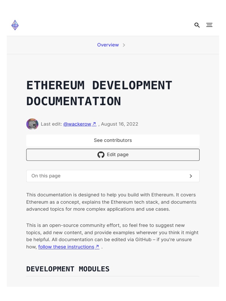 Ethereum Development Documentation | Download Free PDF | Software Engineering | Computer Science