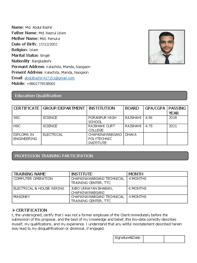 Cv Bashir Pdf