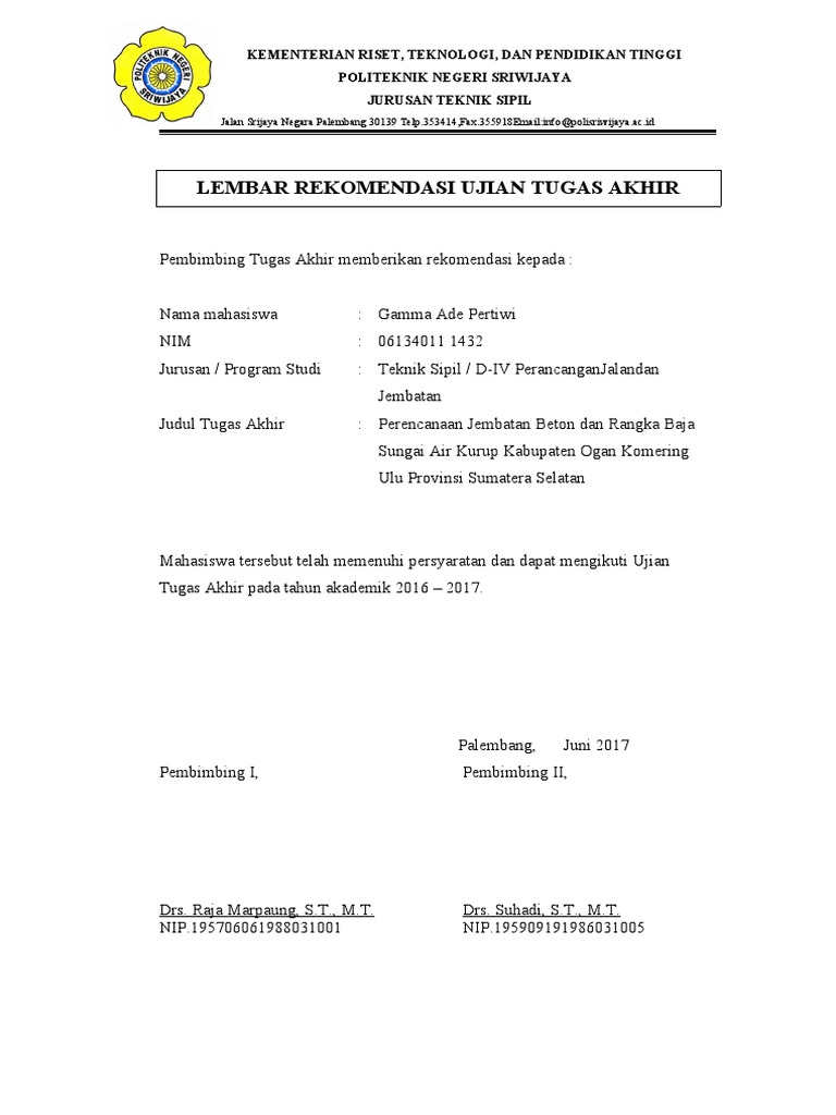LEMBAR REKOMENDASI | PDF