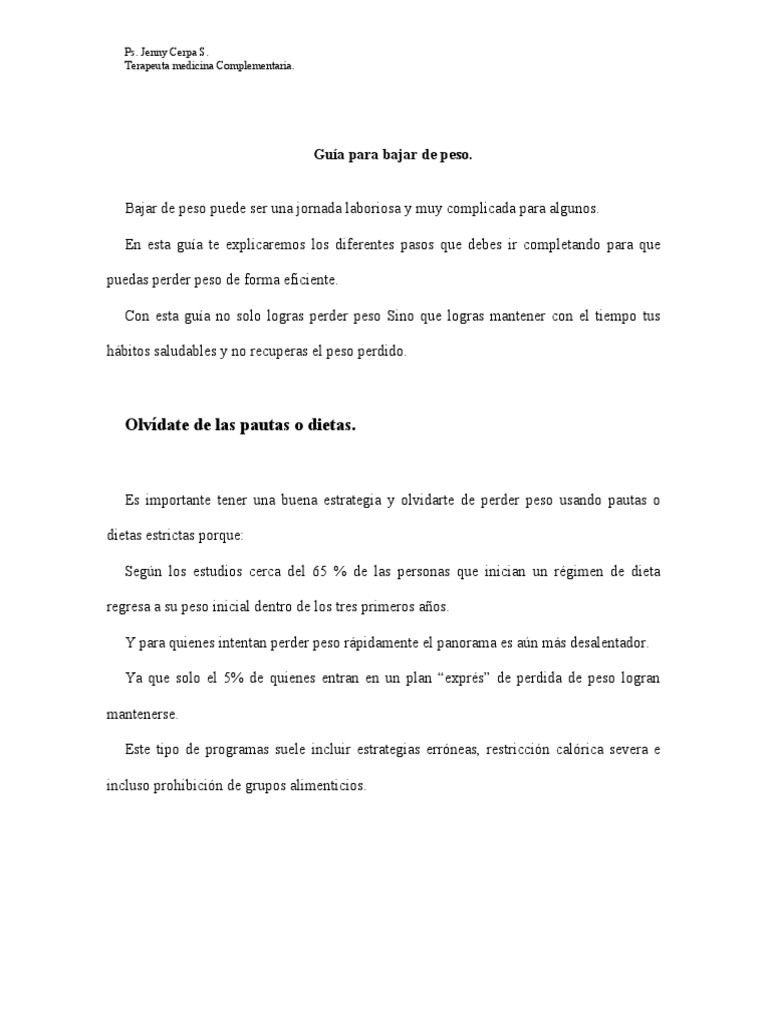 Guía Para Bajar de Peso | PDF | Dieta | Alimentos