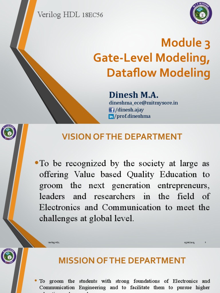 18ec56 Verilog Hdl Module 3a 2020 Pdf Hardware Description Language Logic Gate 