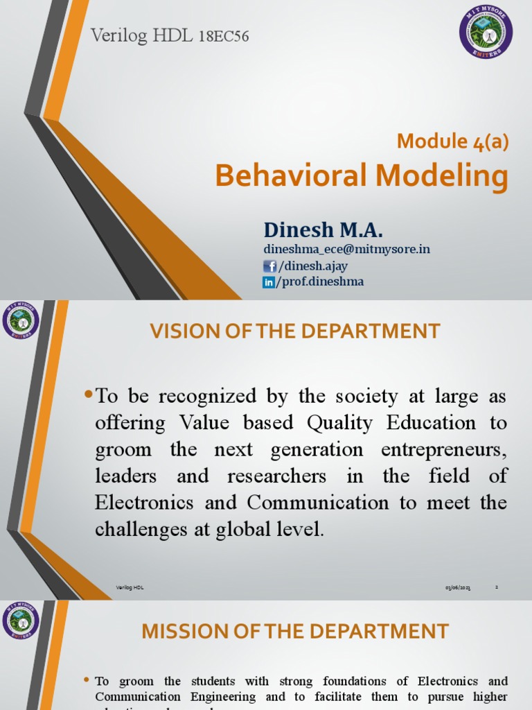 18EC56 Verilog HDL Module 4a 2020 | PDF | Hardware Description Language | Control Flow