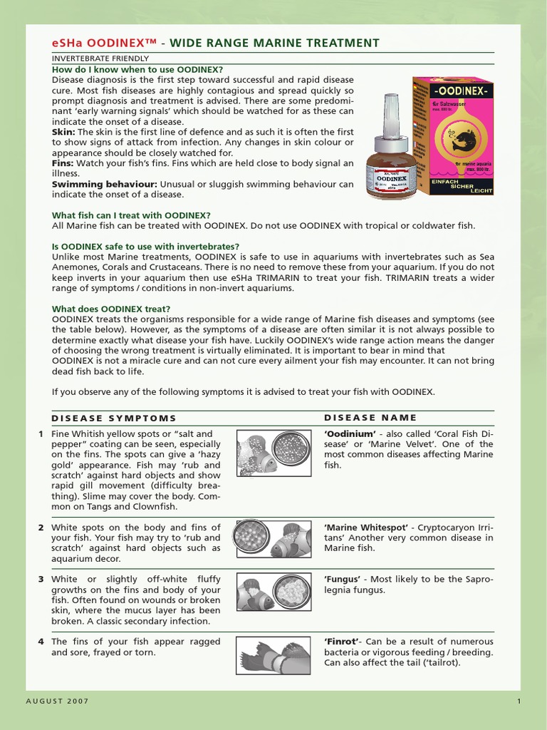 Extended Product Information Esha Oodinex | PDF | Infection | Gallon