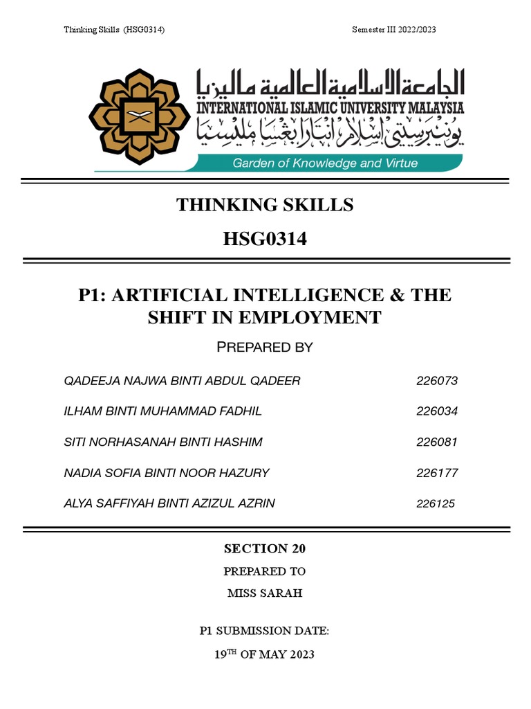 Thinking Skills (Group Assignment) - AI & The Shift in Employment | PDF | Artificial ...
