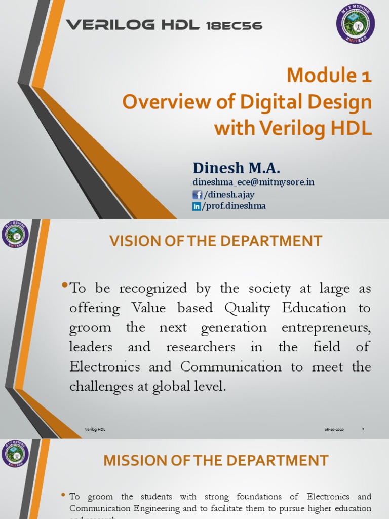 18EC56 Verilog HDL Module 1 2020 | PDF 18EC56 Verilog HDL Module 1 2020 | PDF