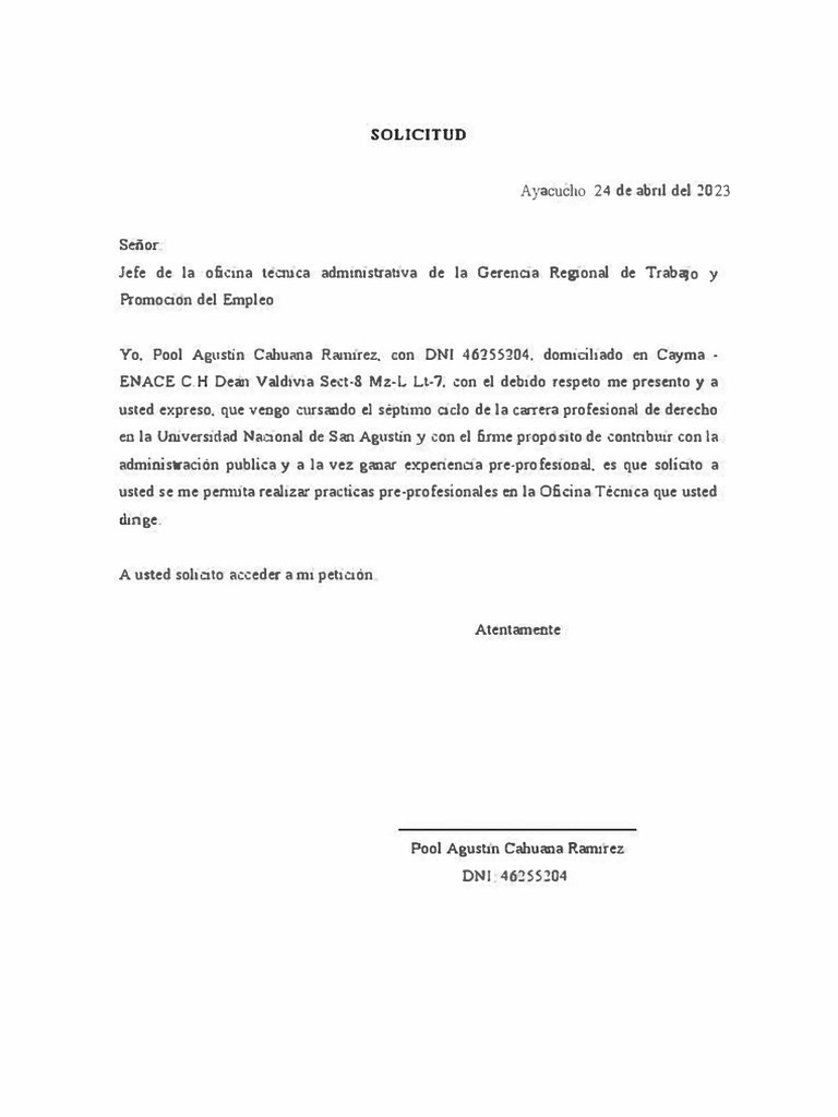 Solicitud Simple | PDF