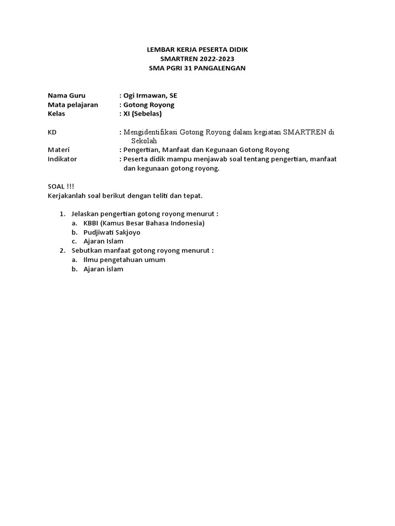 Lembar Kerja Peserta Didik Smartren | PDF | Komputer