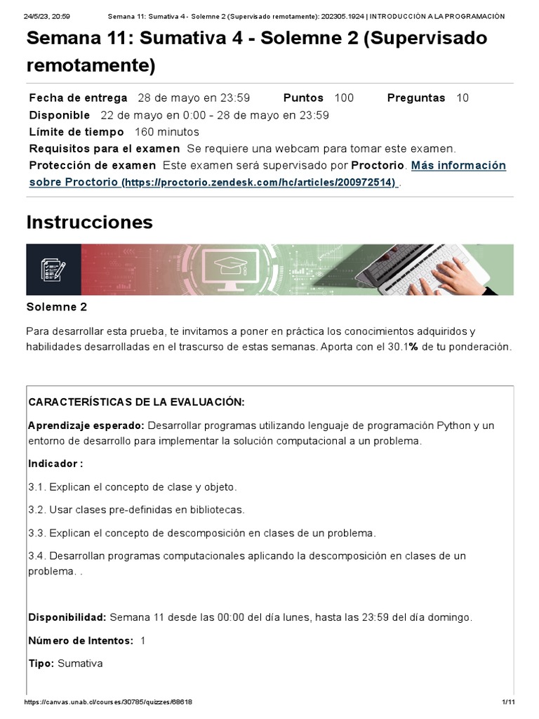 Semana 11_ Sumativa 4 - Solemne 2 (Supervisado remotamente)_ 202305.1924 _ INTRODUCCIÓN A LA ...