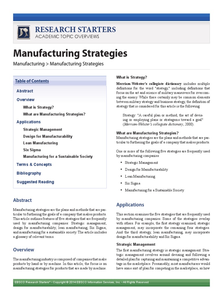 Manufacturing Strategies | Download Free PDF | Lean Manufacturing ...