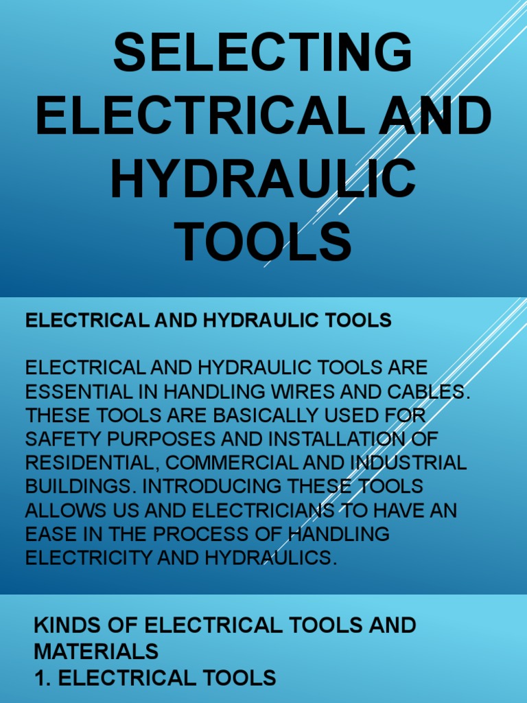 Electrical and Hydraulic Tool Selection | PDF | Soldering | Hammer