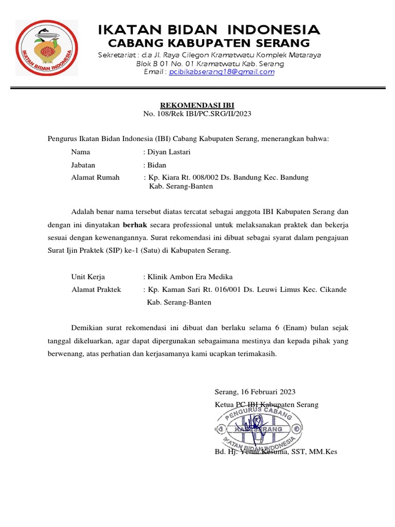 Rekom IBI Diyan Lastari | PDF