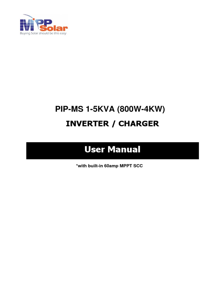 PIP-MS 1-5K Manual | PDF | Battery Charger | Power Inverter