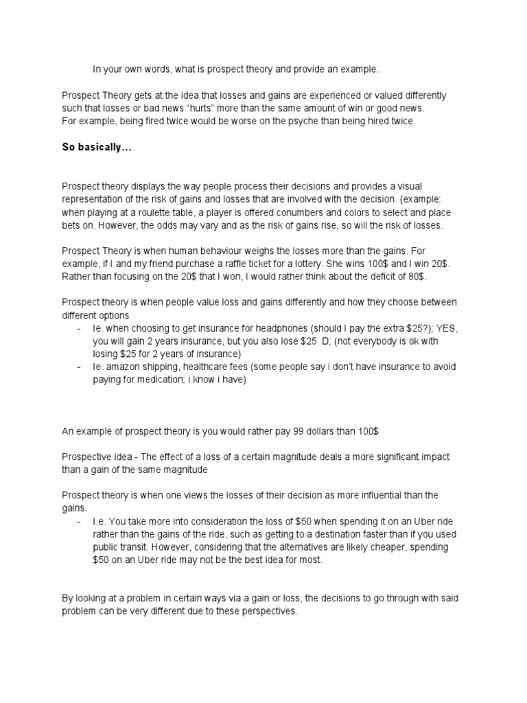 Understanding Prospect Theory Explained | PDF | Group Decision Making | Risk