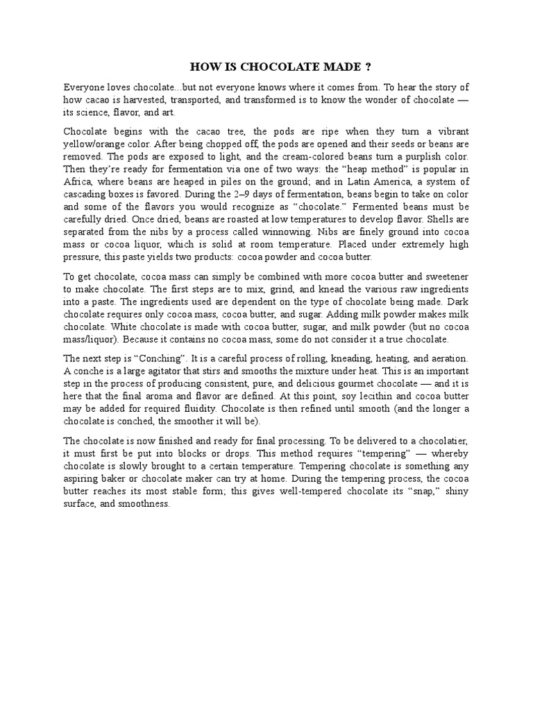 How Is Chocolate Made | Download Free PDF | Chocolate | Cocoa Bean