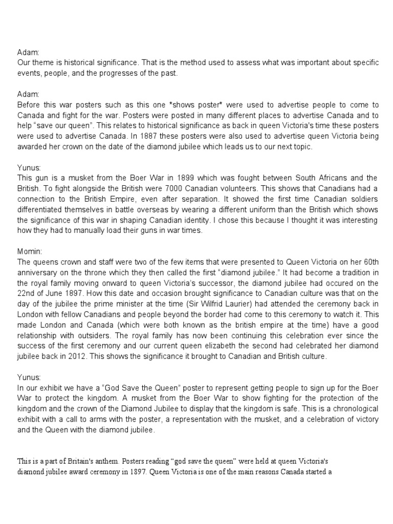 History Artifact Script | PDF