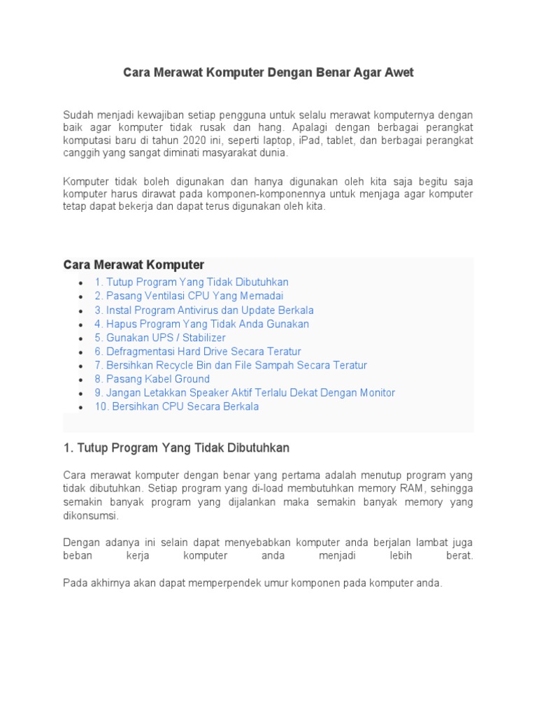 Cara Merawat Komputer (1) | PDF