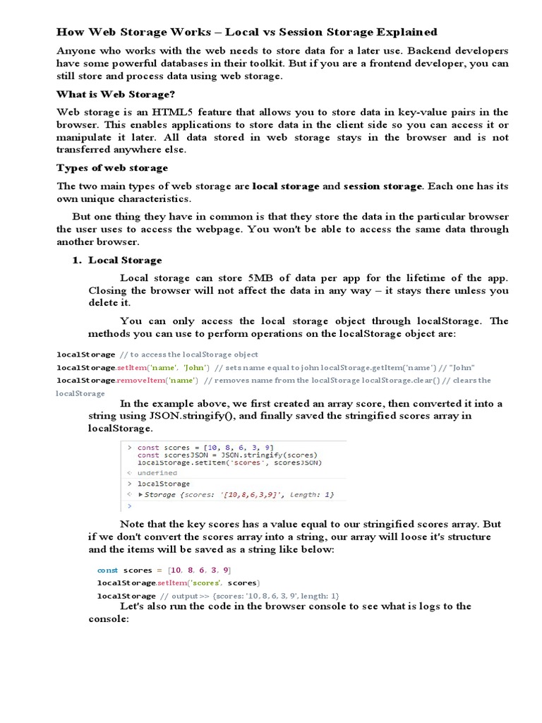Web Storage Pdf Cookie Parameter Computer Programming