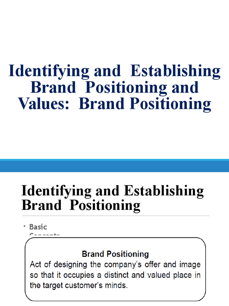 Lesson 03 - Identifying and Establishing Brand Positioning and Values ...
