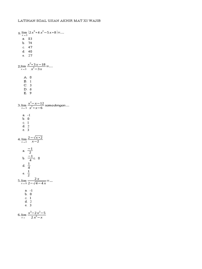 Latihan Soal Aas Mat Wajib Xi | PDF