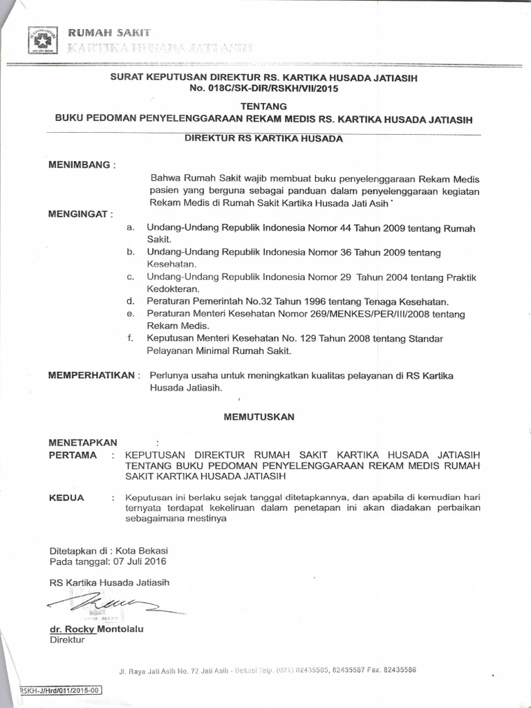 Buku Pedoman Penyelenggaraan RM | PDF