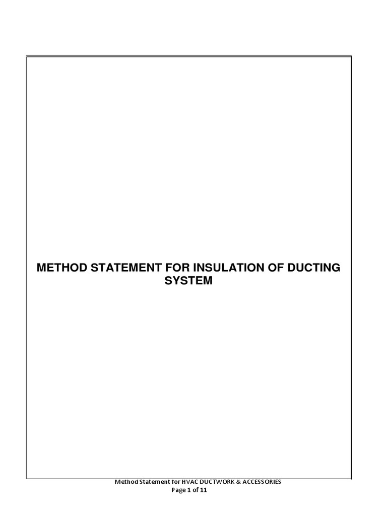 Method Statement For Insulation of Ducting System | PDF | Duct (Flow ...