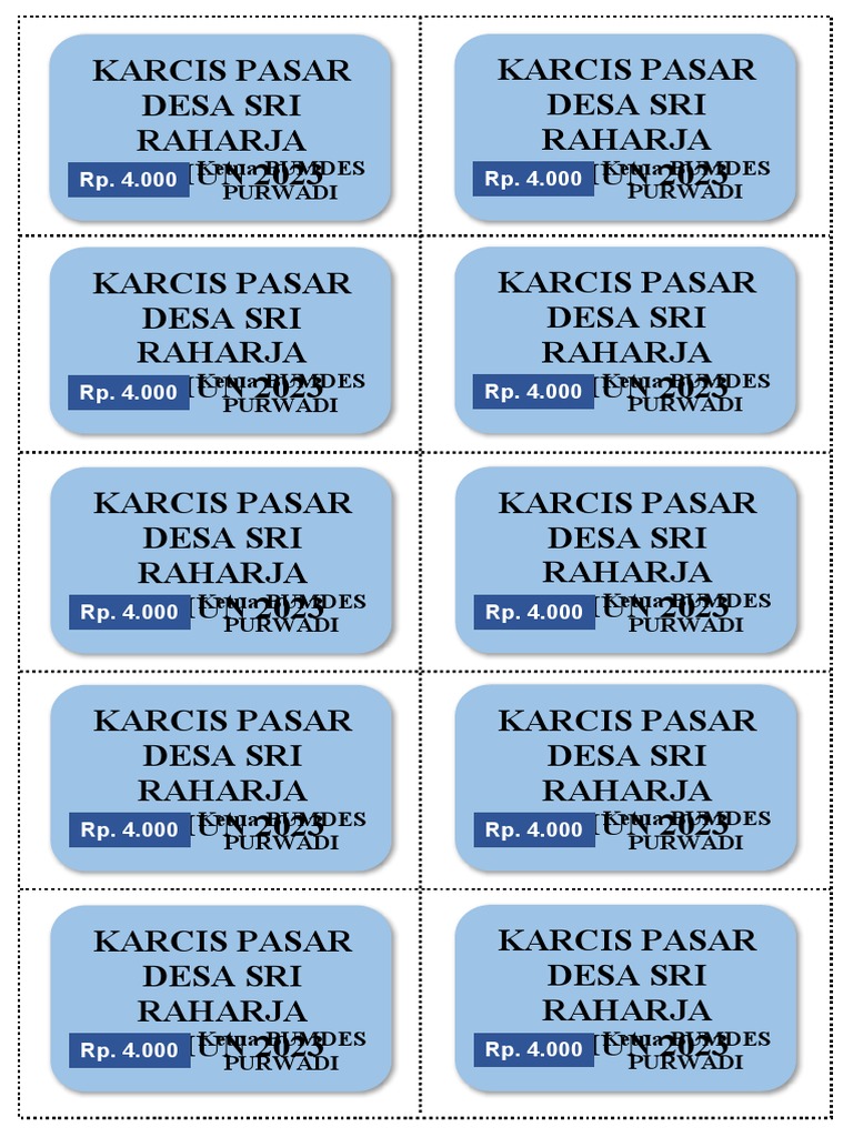 Contoh Karcis Pasar | PDF