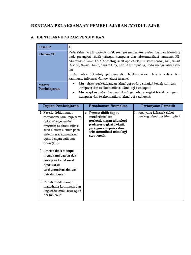 Modul Ajar Fiber Optik | PDF | Seni | Komputer