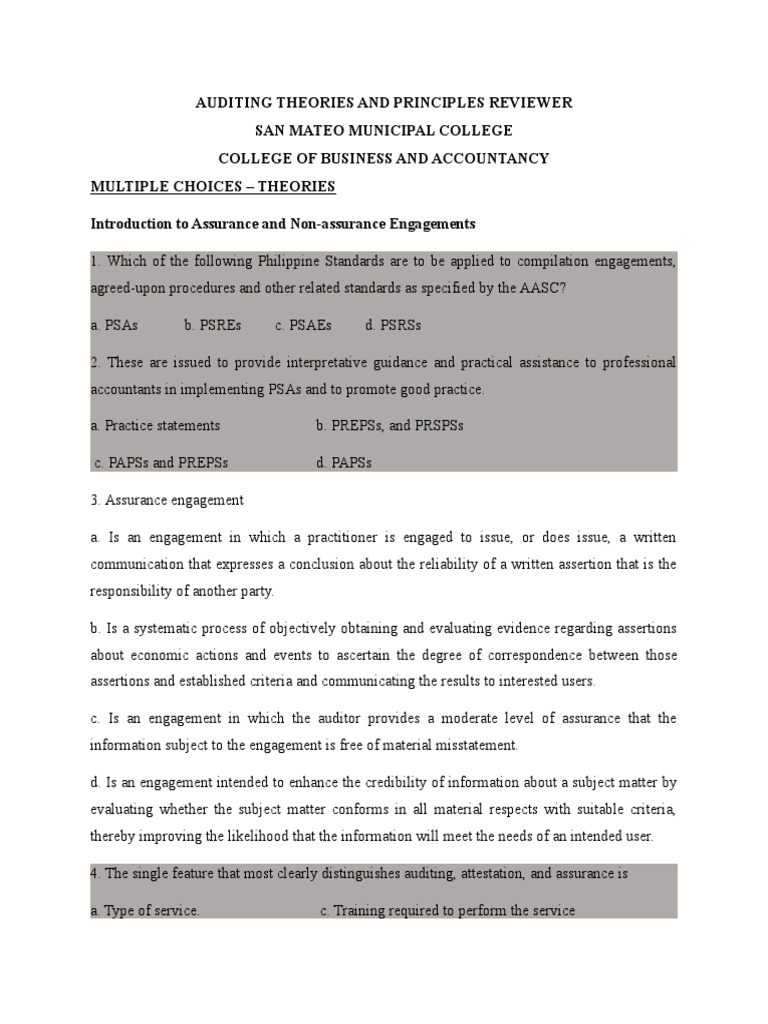 Auditing Theories MCQ Reviewer | PDF | Financial Audit | Audit