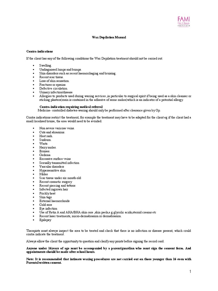 Wax Depilation Contraindications Guide | PDF