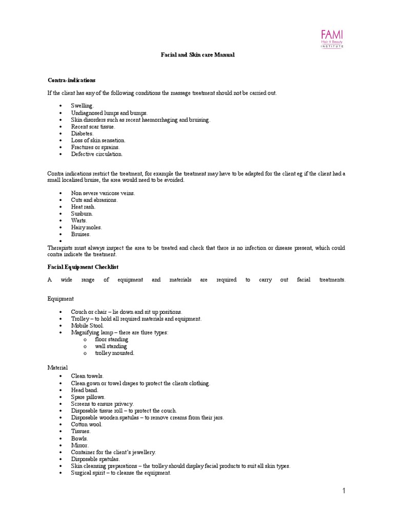 Facial and Skin Care Manual | PDF