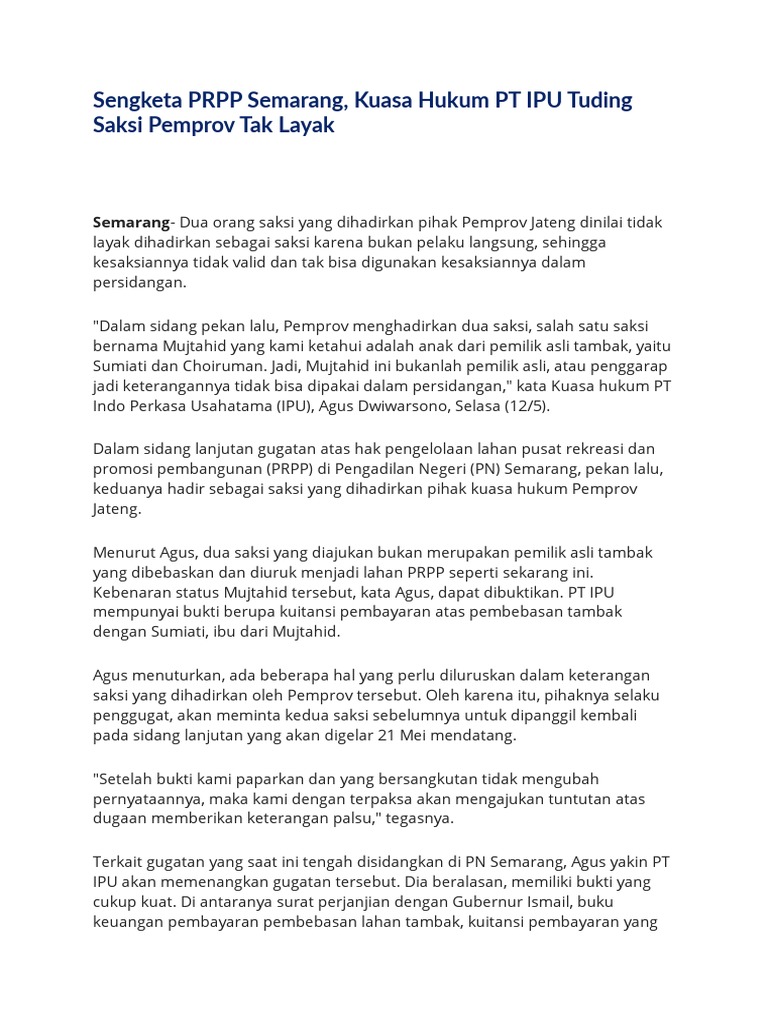 Sengketa PRPP Semarang | PDF