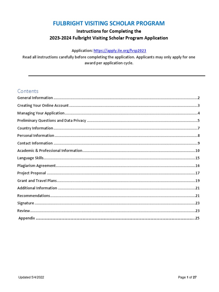 2023 2024 Visiting Scholar - Application Instructions | PDF